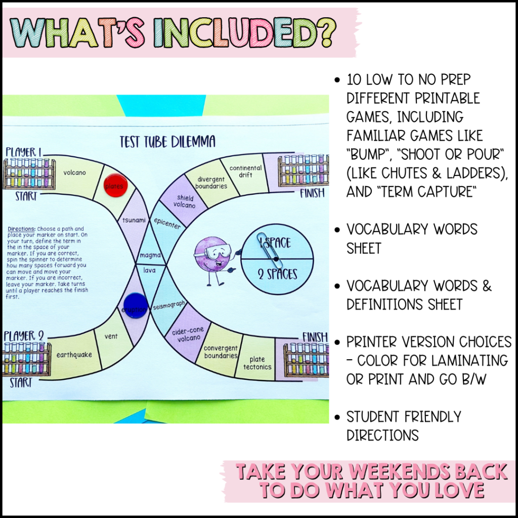 Earthquakes & Volcanoes Science Vocabulary Games