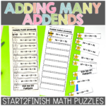 Adding Multiple Addends - Regrouping and Non-Regrouping Math Puzzle
