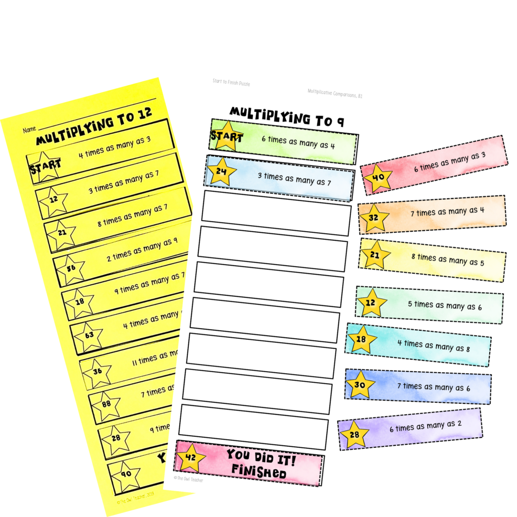 Multiplicative Comparison Math Puzzles & Game
