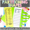 Fractions Math Puzzles - Halves, Thirds, Fourths Partitioning Shapes