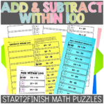 Add and Subtract within 100 Math Puzzle and Game