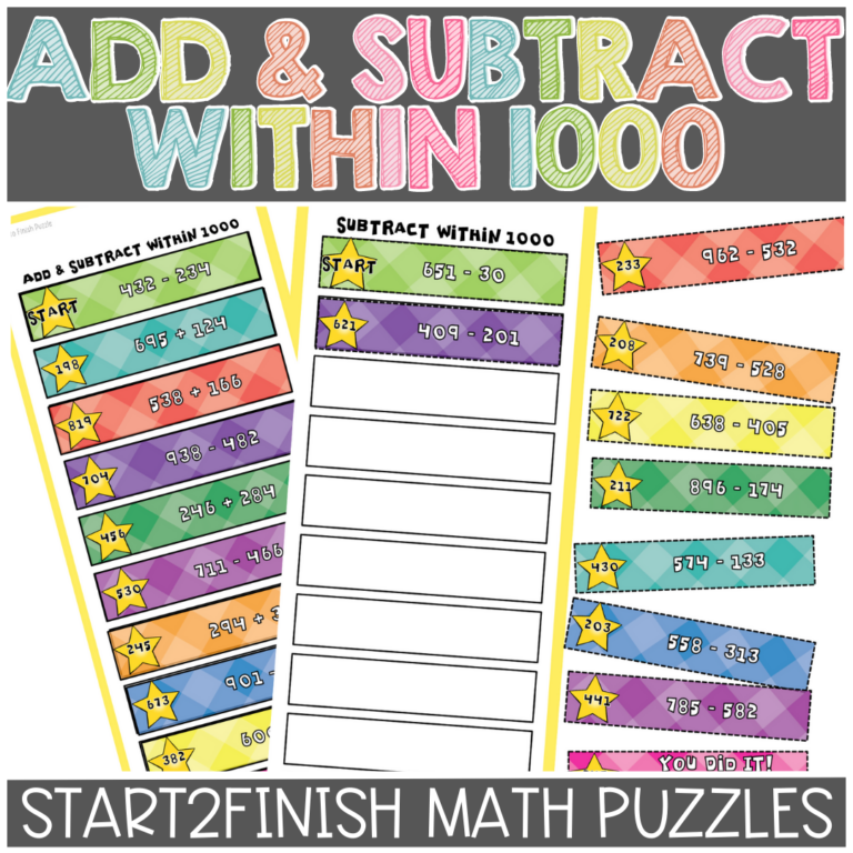 Adding and Subtracting within 1000 - Regrouping and Non-Regrouping