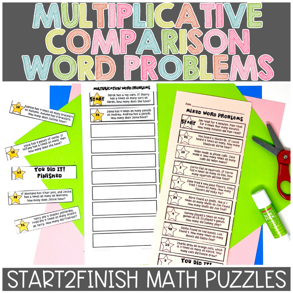 Multiplicative Comparison Word Problems Math Puzzle and Game