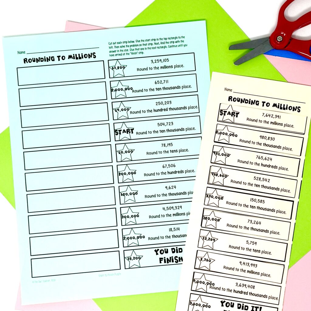 Rounding Large Multi-digit Numbers Math Puzzle and Game