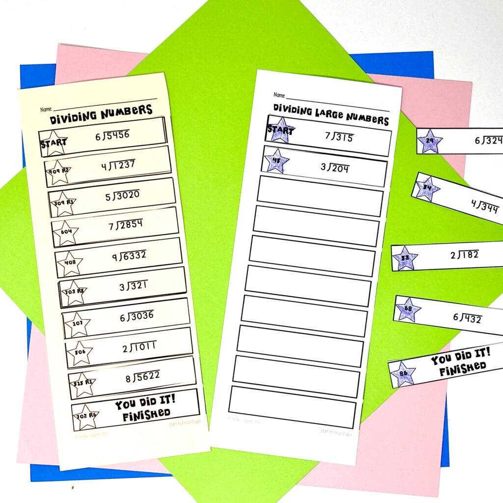Division of Multi-digit Numbers Math Puzzle and Game