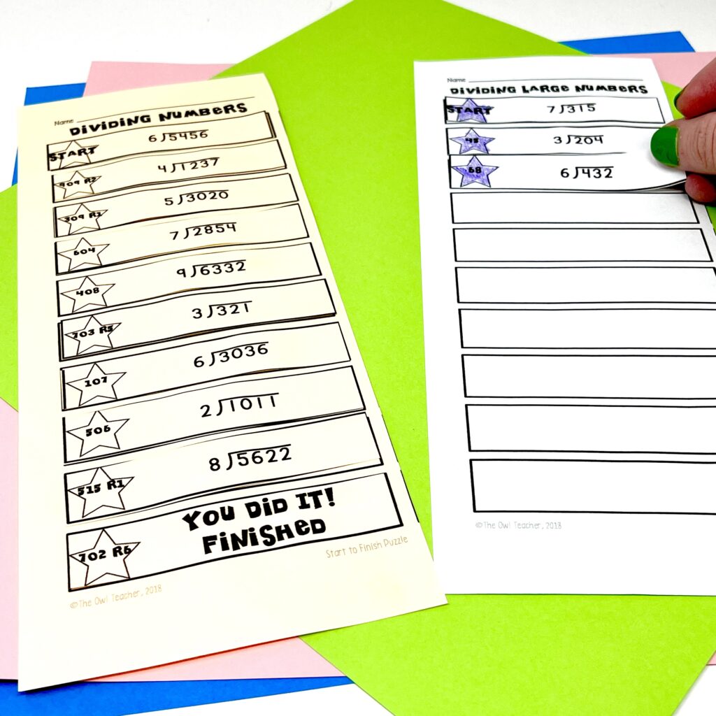 Division of Multi-digit Numbers Math Puzzle and Game