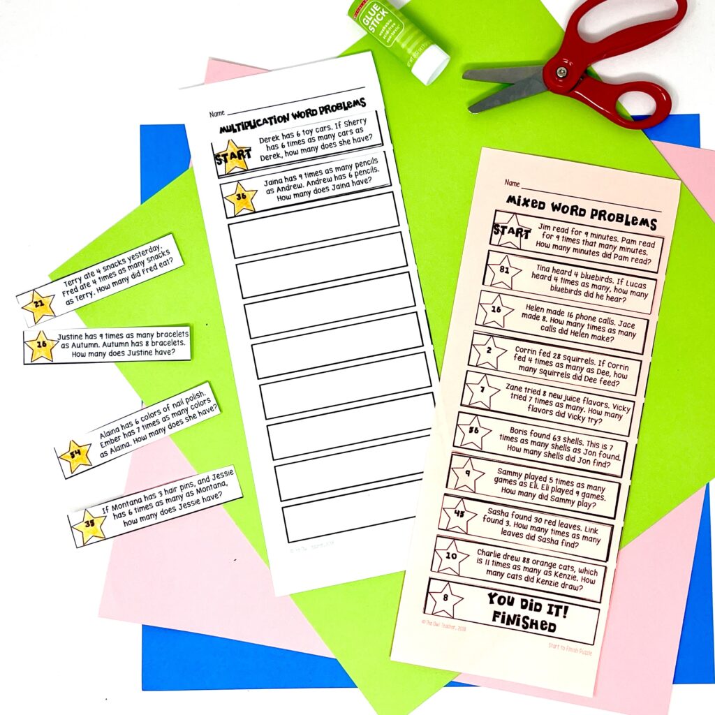 Multiplicative Comparison Word Problems Math Puzzle and Game