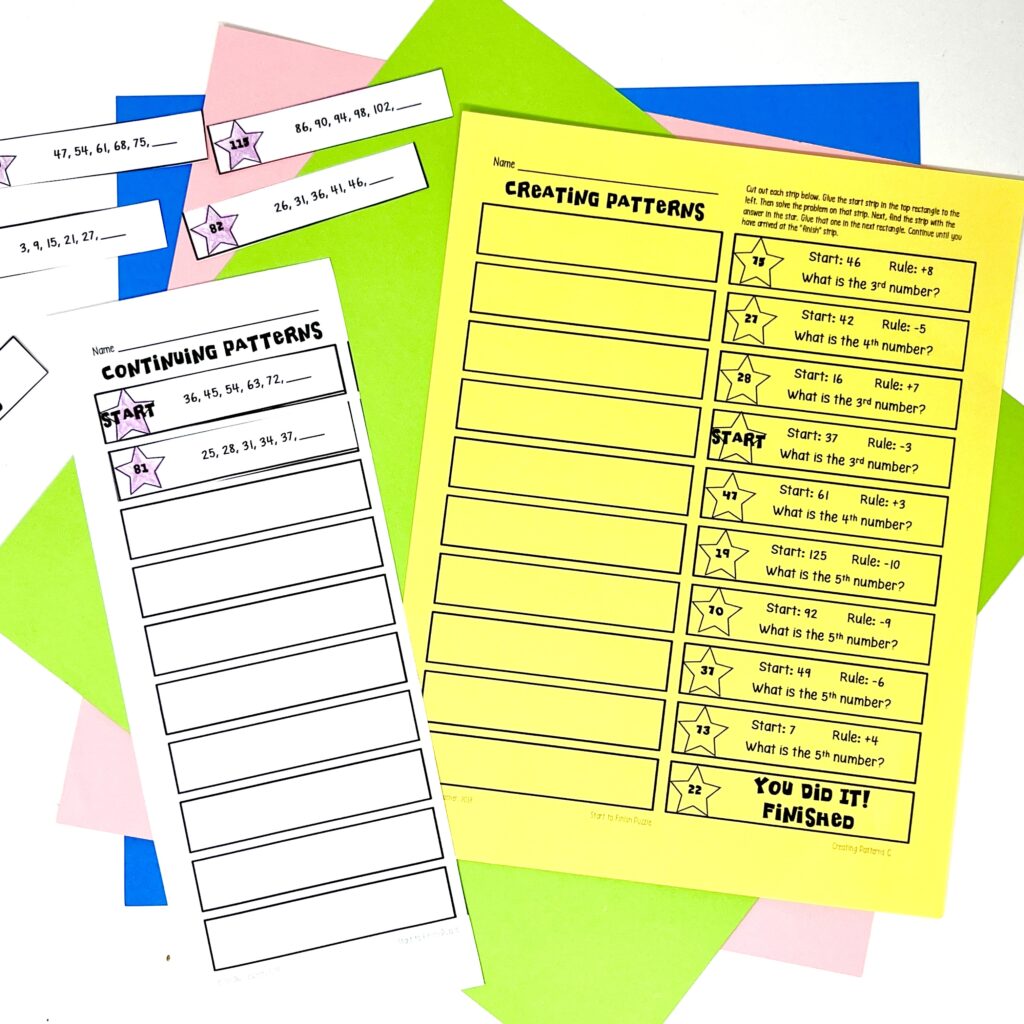 Identifying Patterns Math Puzzles and Game