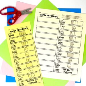Fractions Math Puzzles - Halves, Thirds, Fourths Partitioning Shapes