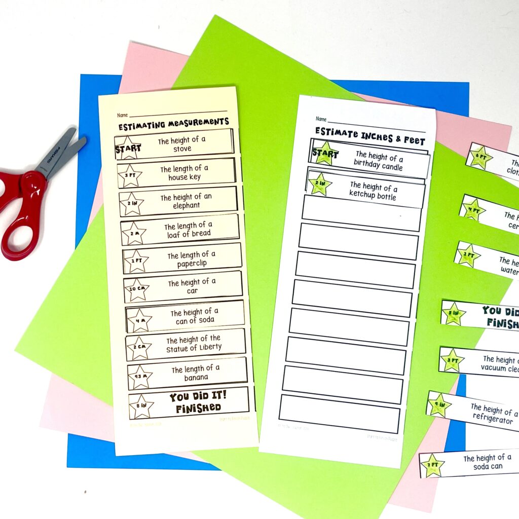 Measurement Math Puzzles - Estimating Inches, Feet, Meters, Centimeters