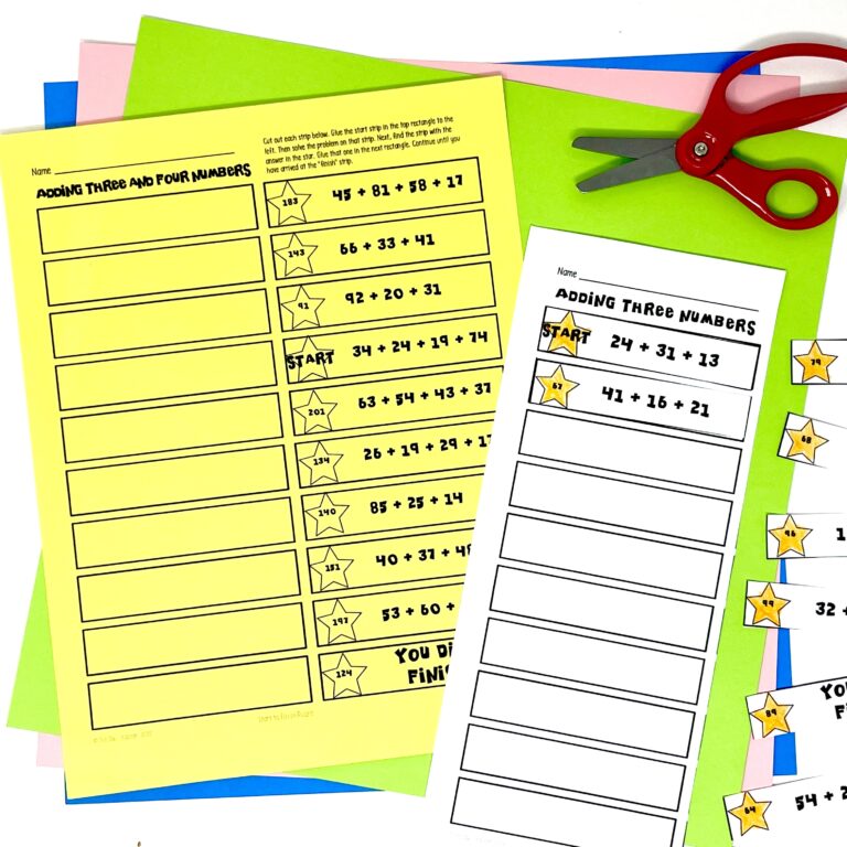 Adding Multiple Addends - Regrouping and Non-Regrouping Math Puzzle