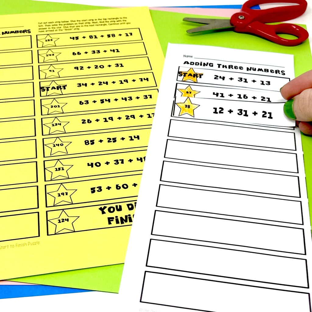 Adding Multiple Addends - Regrouping and Non-Regrouping Math Puzzle