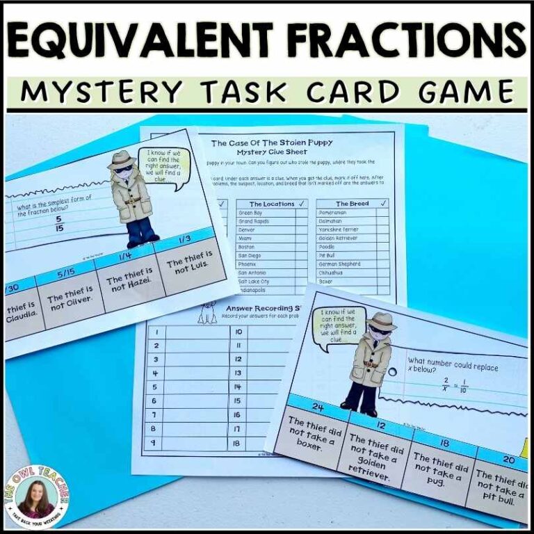 Equivalent Fractions Math Mystery