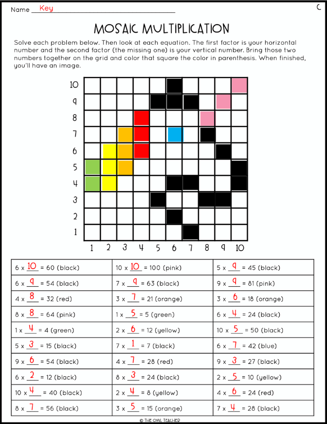 Mosaic Multiplication - The Owl Teacher