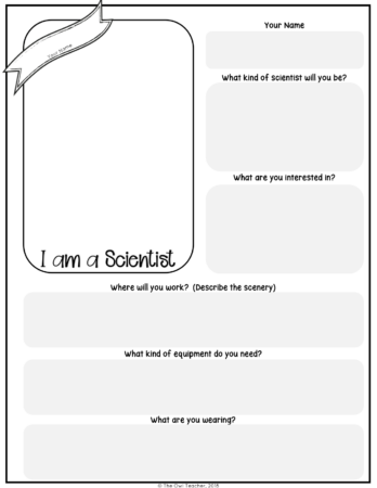I am a scientist Sheet - The Owl Teacher
