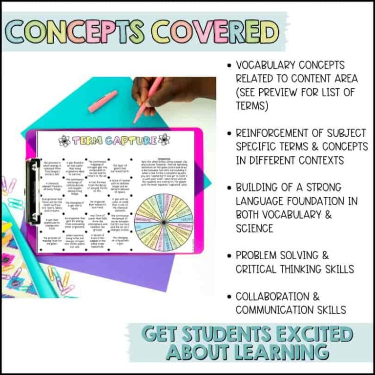 Earth's Cycles Science Vocabulary Games Centers - The Owl Teacher