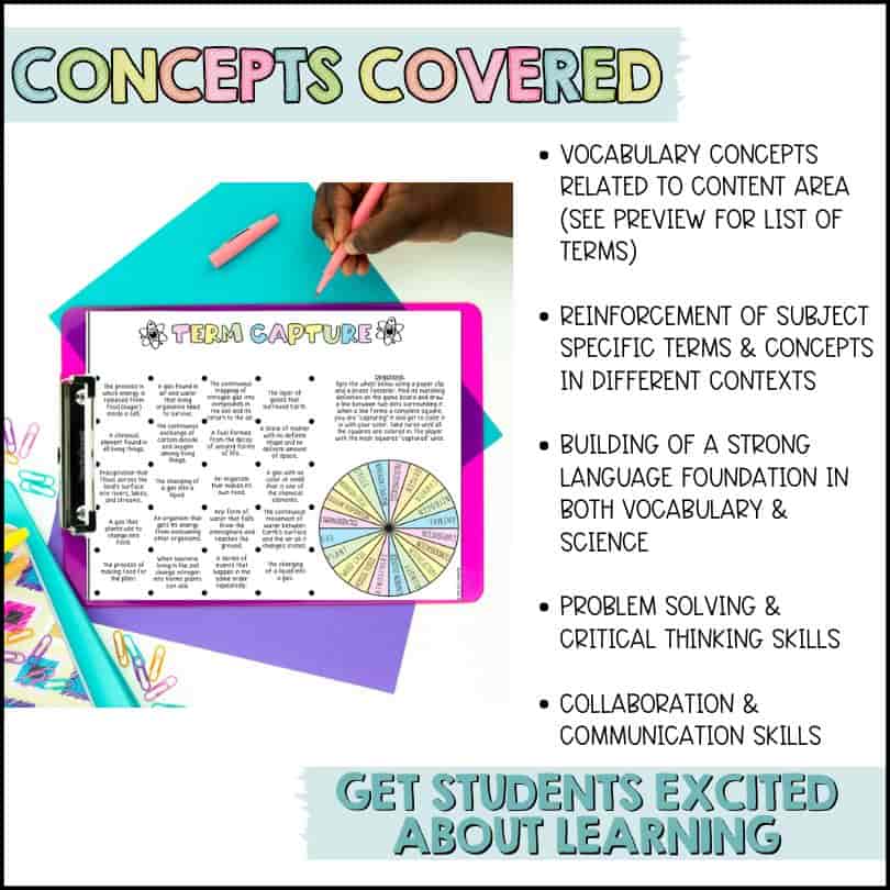 Earth's Cycles Science Vocabulary Games Centers - The Owl Teacher