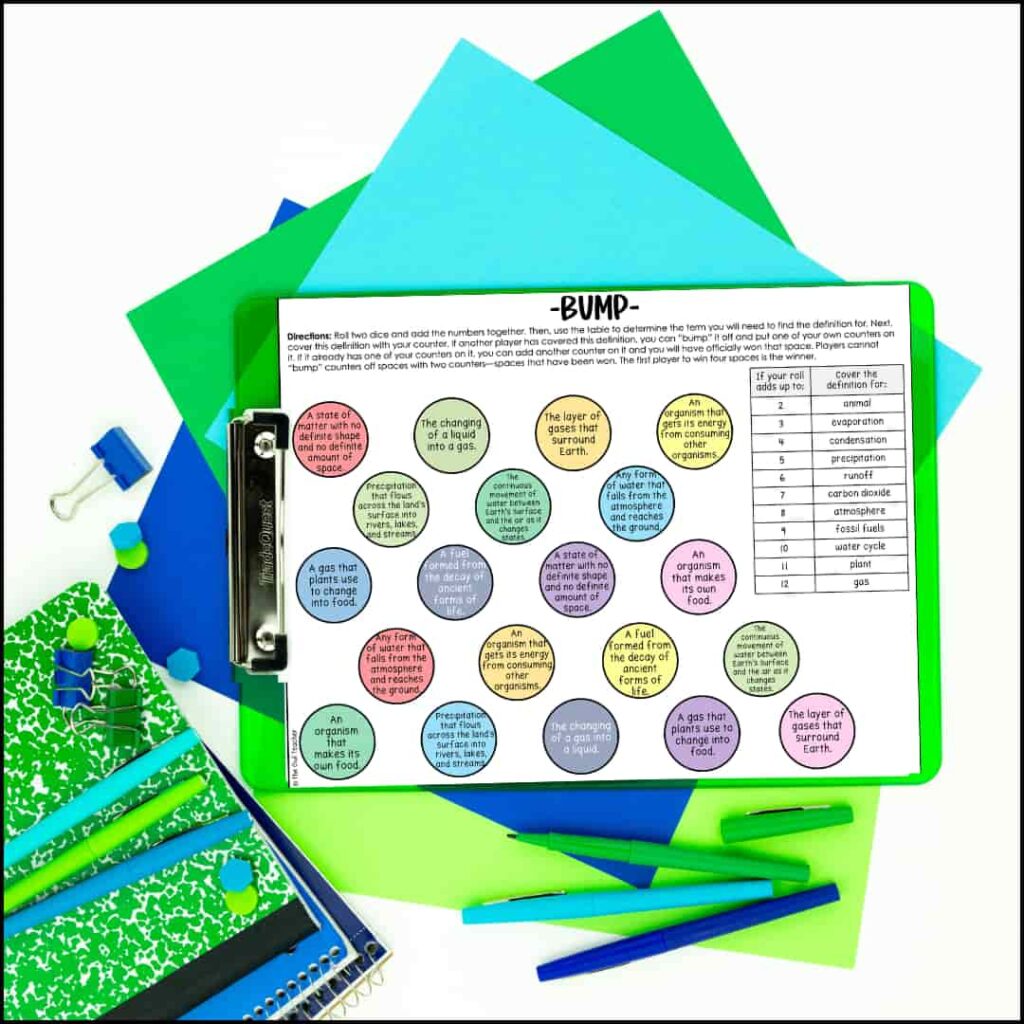 Earth's Cycles Science Vocabulary Games Centers - The Owl Teacher