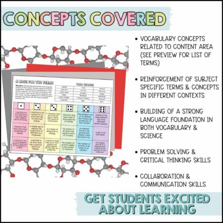 Elements & Compounds Chemistry Science Vocabulary Games - The Owl Teacher