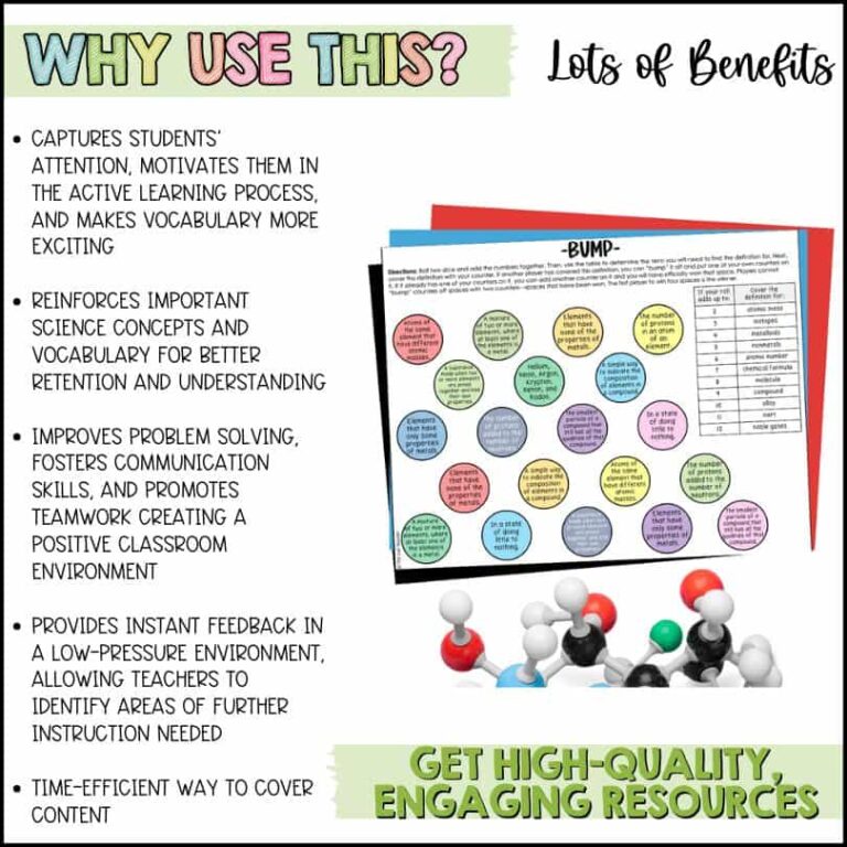 Elements & Compounds Chemistry Science Vocabulary Games - The Owl Teacher