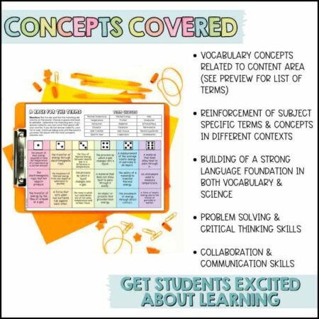 Thermal Energy Science Vocabulary Games - The Owl Teacher