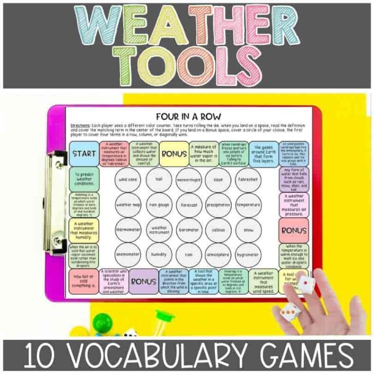 Weather Tools Science Vocabulary Games - The Owl Teacher