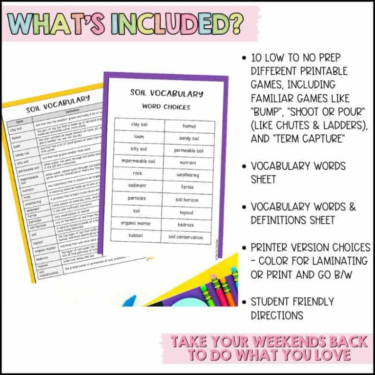 Soil Science Vocabulary Games - The Owl Teacher