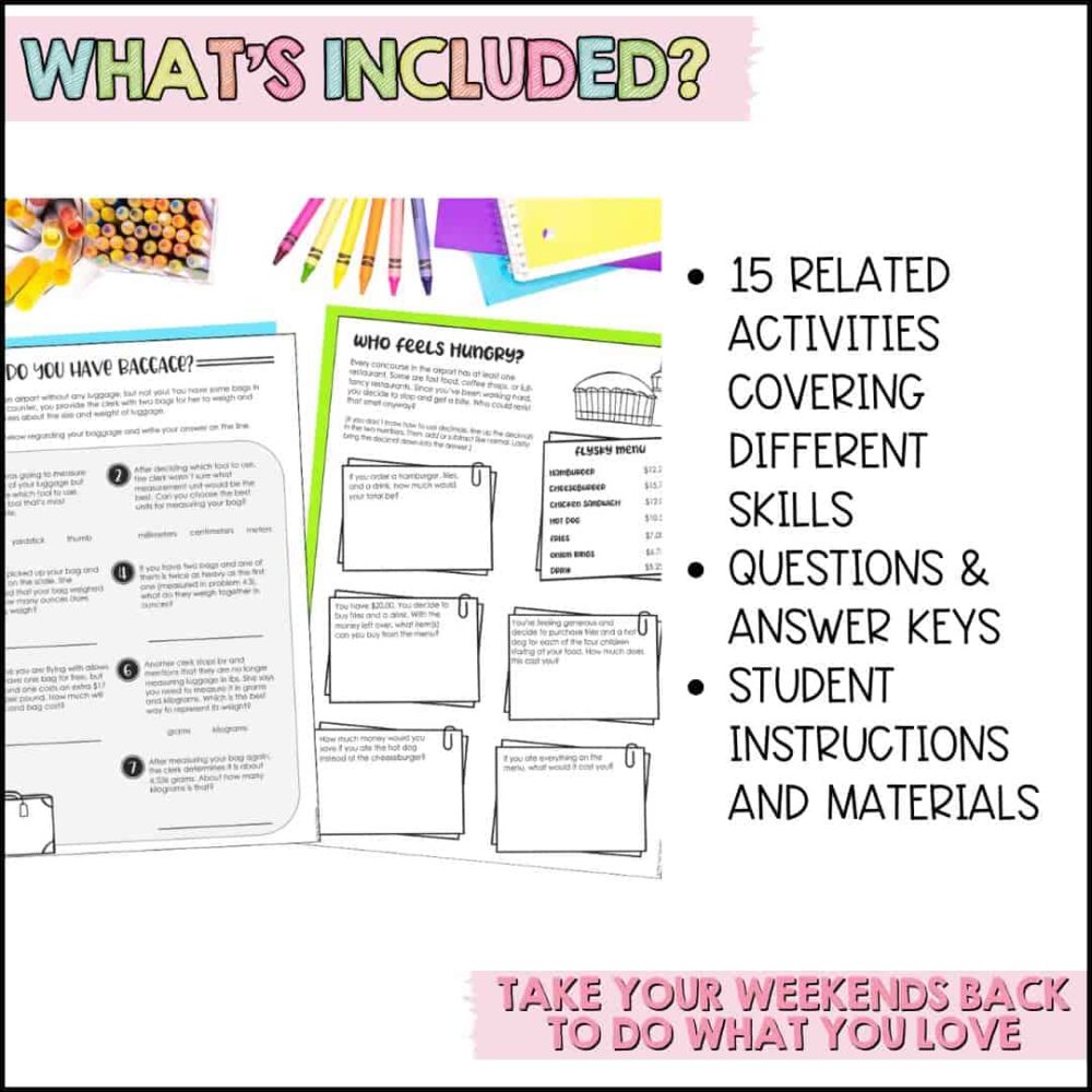 Grade 4 Math Review Mixed Skills -Airport Adventure - Real World Math ...