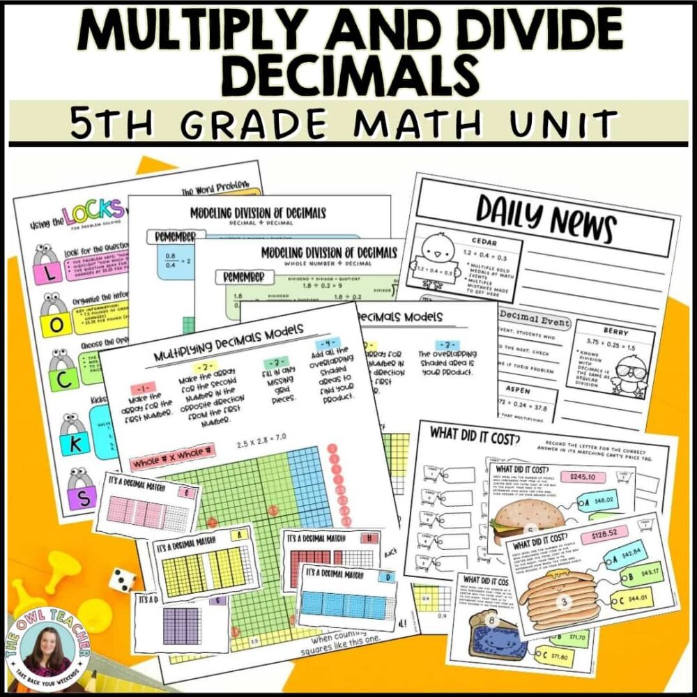 Multiply and Divide Decimals by Decimals, Whole Numbers, & Powers of 10 ...