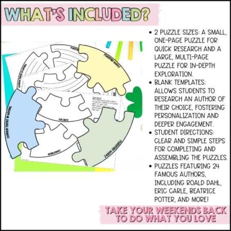 Author Study Research Activity Famous Authors Puzzle Project - The Owl ...