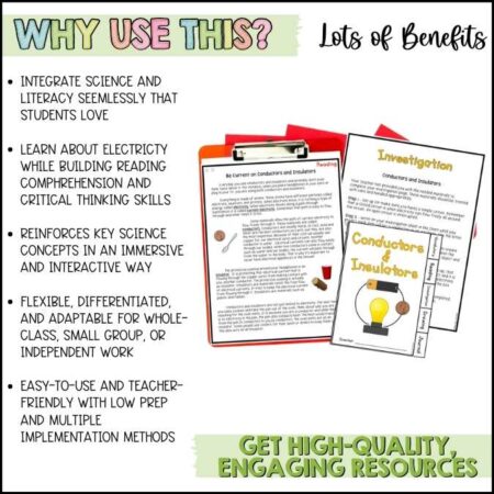 Conductors & Insulators of Electricity Investigation Reading Passages ...