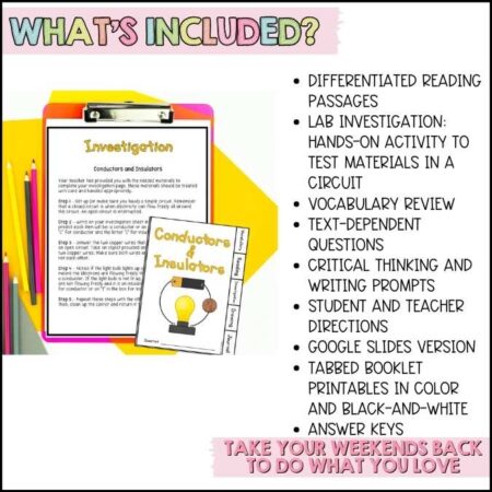 Conductors & Insulators of Electricity Investigation Reading Passages ...