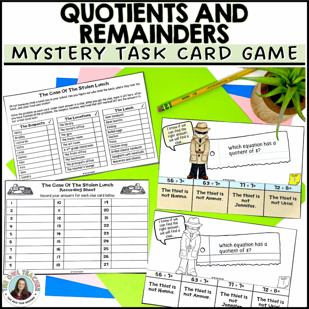 Division of Multi-digit Numbers Math Mystery - The Owl Teacher