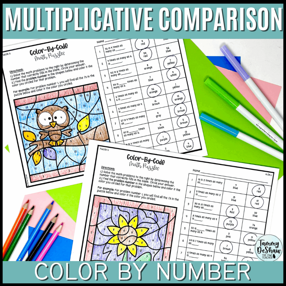 Multiplicative Comparison Color By Number - The Owl Teacher