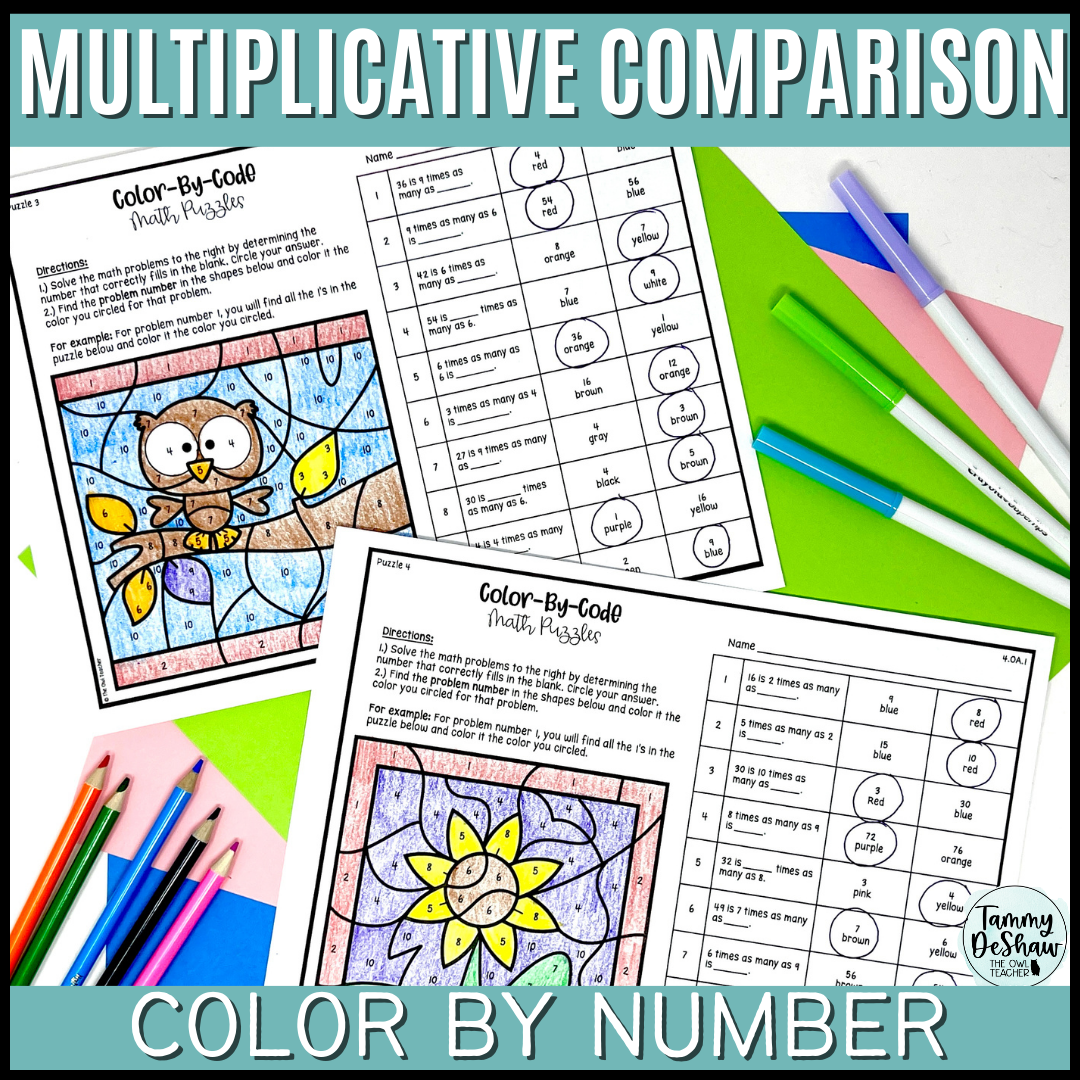 Multiplicative Comparison Color By Number - The Owl Teacher