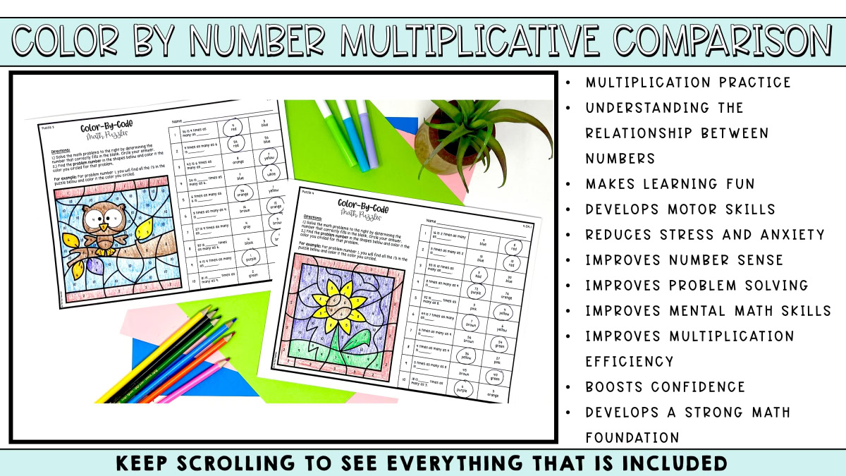 Multiplicative Comparison Color By Number - The Owl Teacher