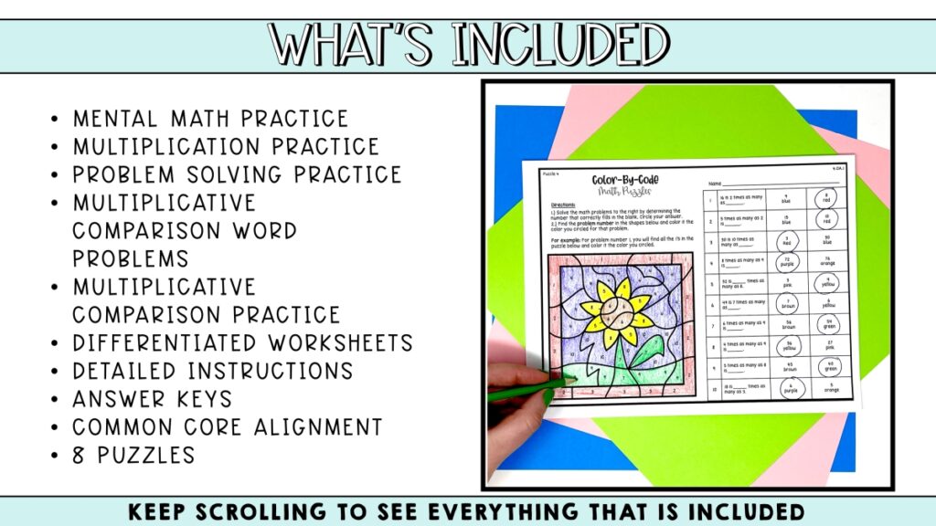 Multiplicative Comparison Color By Number - The Owl Teacher