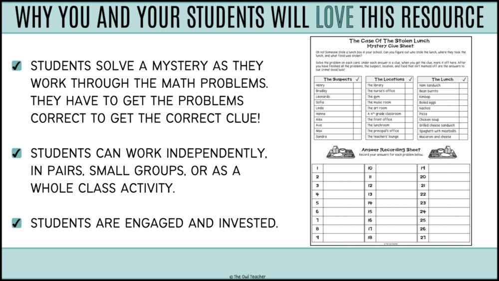 Division of Multi-digit Numbers Math Mystery - The Owl Teacher