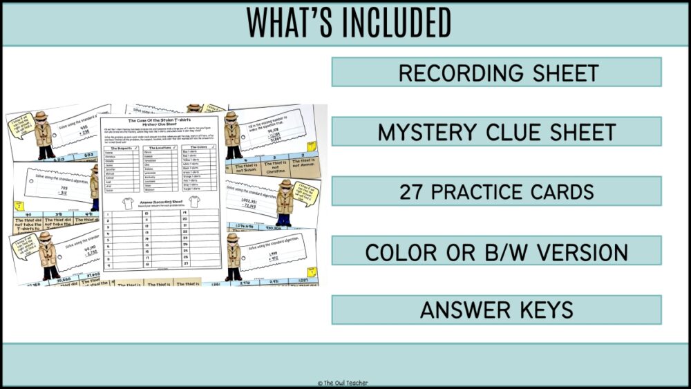 Multi-Digit Adding and Subtracting Math Mystery - The Owl Teacher