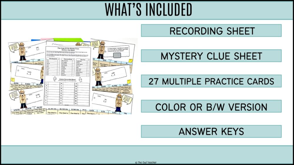 Multiplying Multi-Digit Numbers Mystery Cards - The Owl Teacher