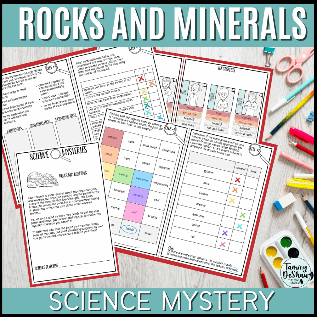 Rocks and Minerals Science Mystery Review and Practice Sheet - The Owl ...